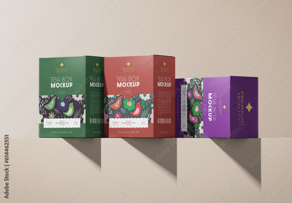Tea Box Packaging Mockup Stock Template | Adobe Stock