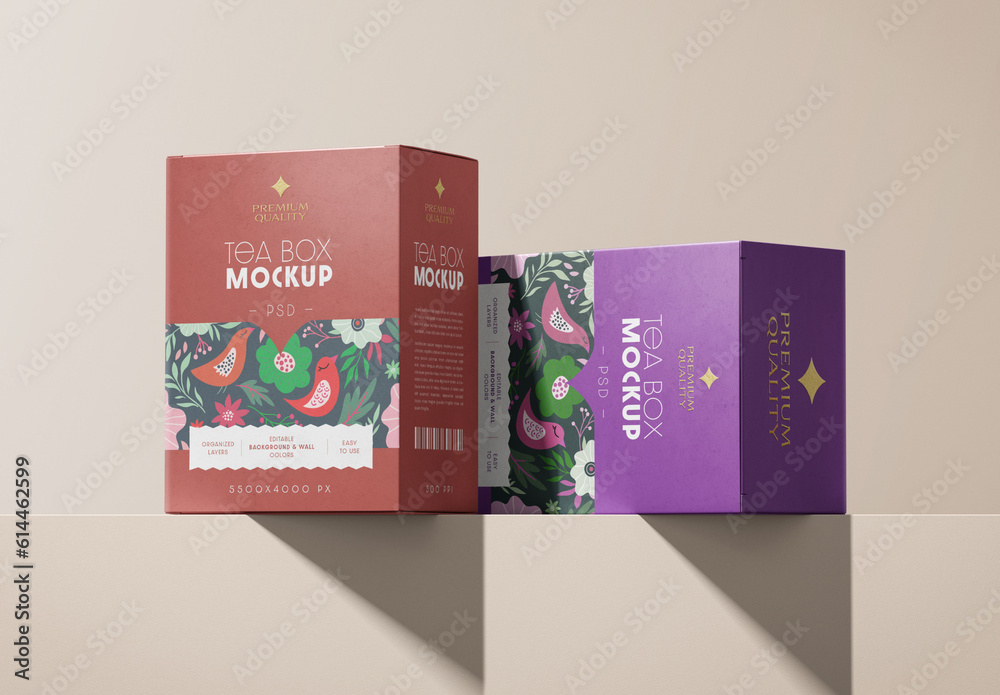 Tea Box Packaging Mockup Stock Template | Adobe Stock