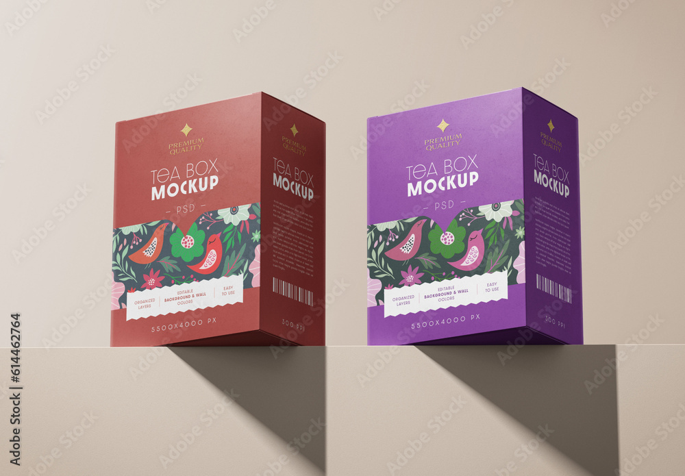 Tea Box Packaging Mockup Stock Template | Adobe Stock