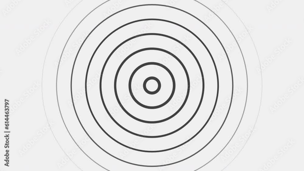 Simple flat animated black and white concentric circle lines. Seamless ...