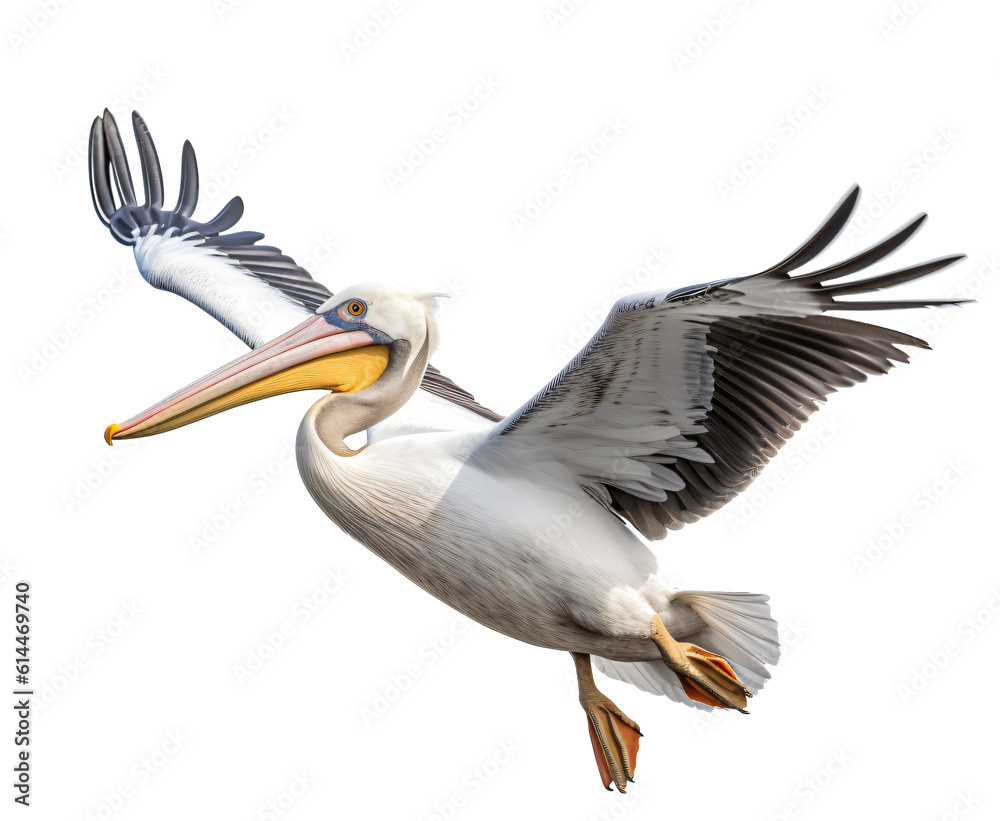 Flying pelican isolated on the transparent background PNG. AI ...