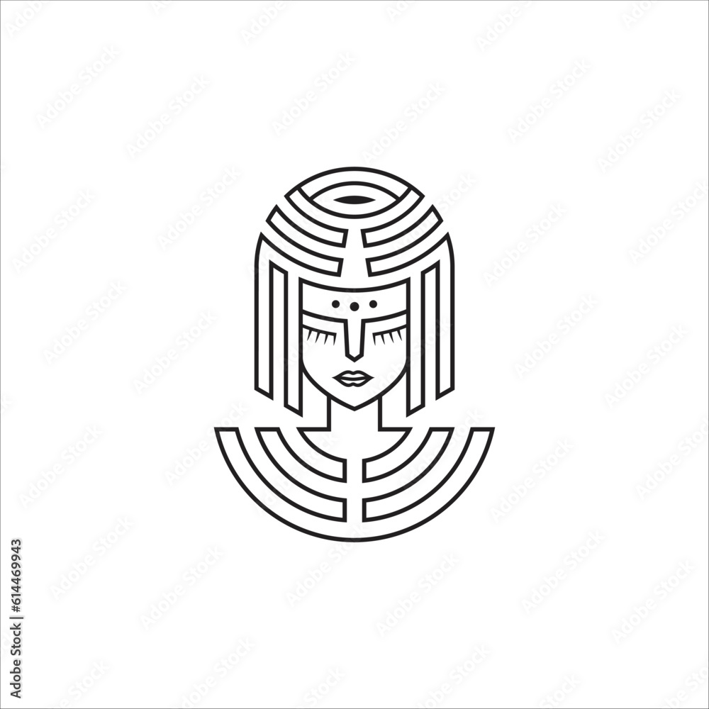 Cleopatra logo concept in line art Stock Vector | Adobe Stock