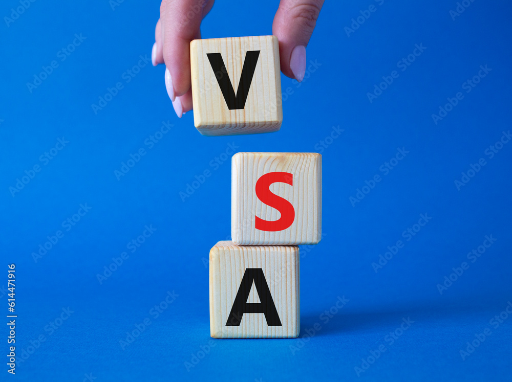 VSA - Volume Spread Analysis symbol. Wooden cubes with word VSA ...