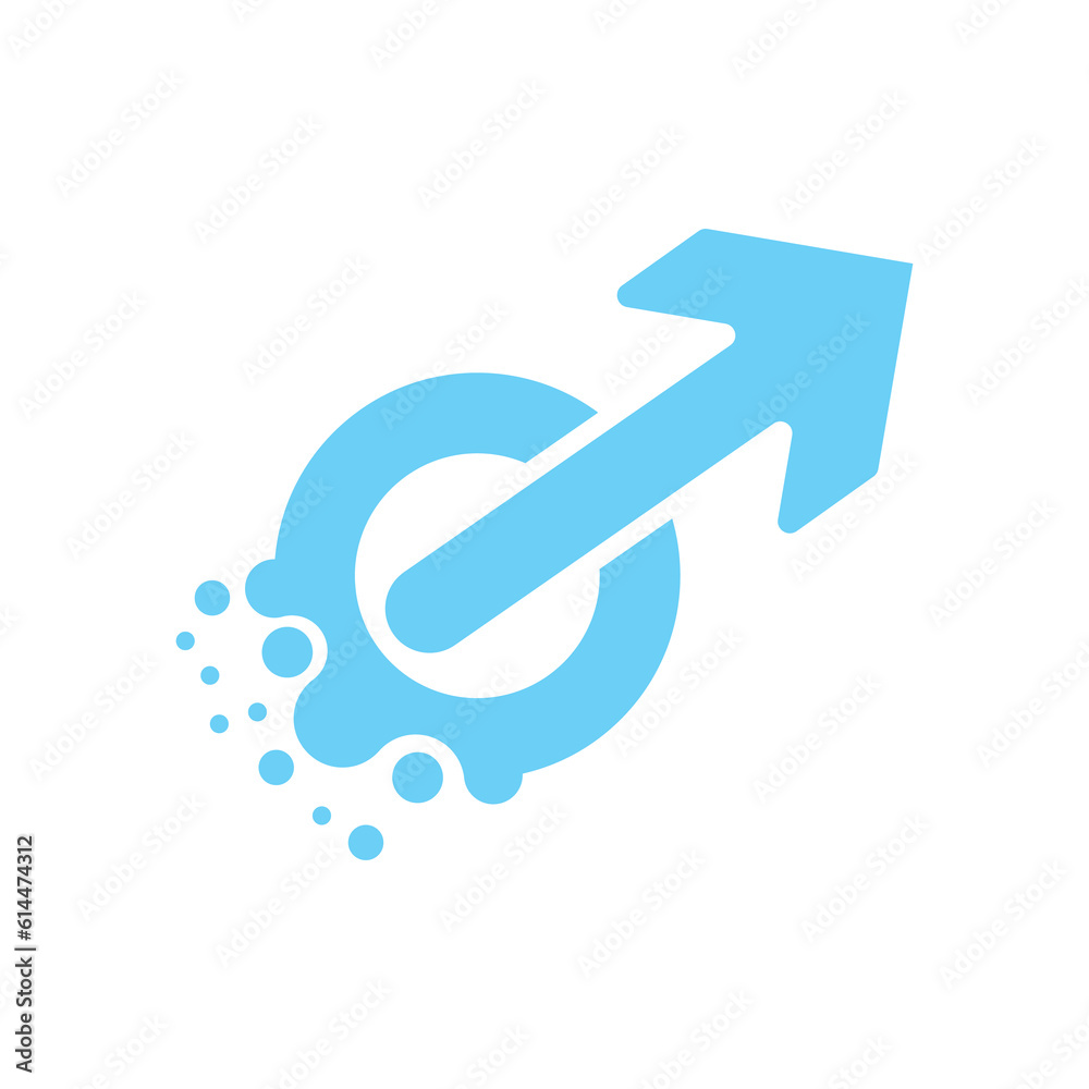 male logo , blue male fist color with arrow in circle vector sign ...