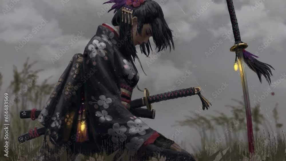 Vídeo do Stock: Knight with sword in anime style. 2D animation. Lofi ...