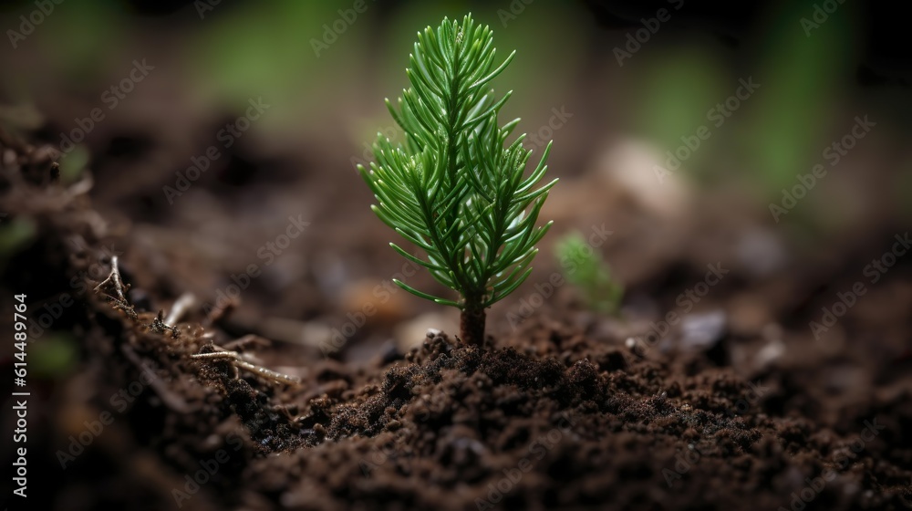 Forest Spruce Sprout. Coniferous tree planted in the ground ...