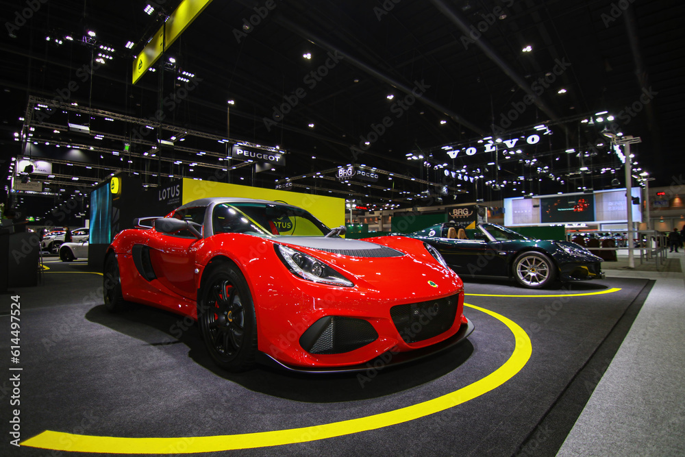 Lotus Exige 350 sport car show at indoor showroom exhibition fair in ...