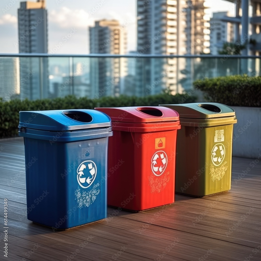 Modern trash bins for waste segregation, Management recycle garbage ...