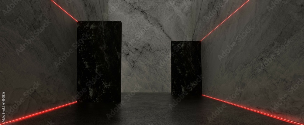 ภาพประกอบสต็อก Marble room with red laser illumination background ...