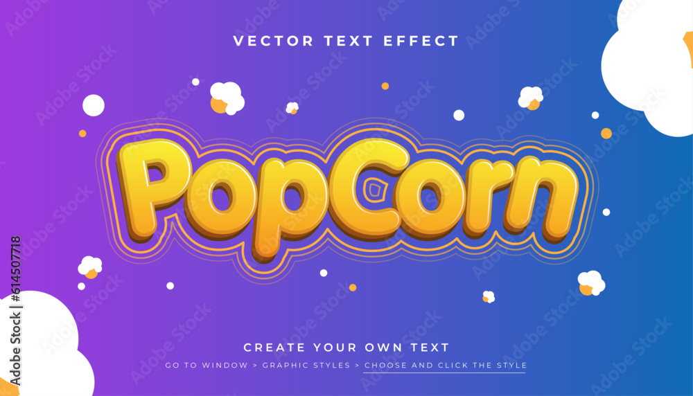 Popcorn Yellow 3D editable text effect, suitable for promotion and ...