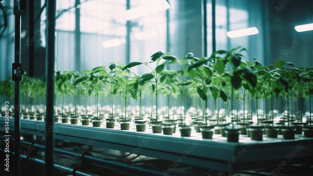 Plants in Hydroponics in Lab Greenhouse. Modern Cutting-Edge Plant ...