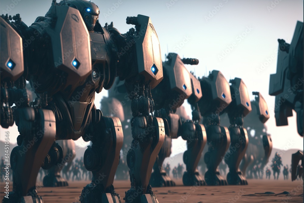 Scifi military robot or battlemech of futuristic army with robot ...