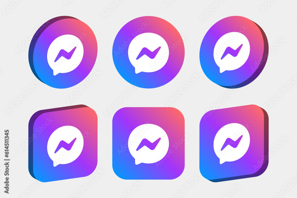 3d facebook messenger logo social media icons. facebook messenger icon ...