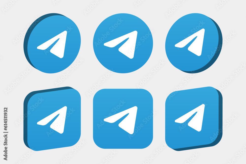 3d telegram logo social media icons. telegram icon circle and square ...