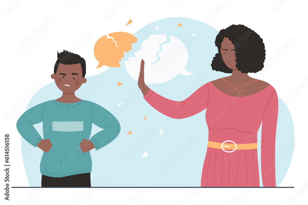 Misunderstanding between parent and child vector illustration. Cartoon ...