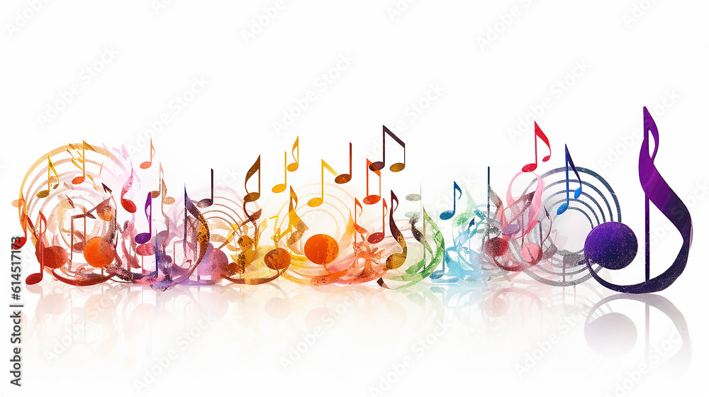 audio idea. musical background, multicolored notes on a musical stand ...