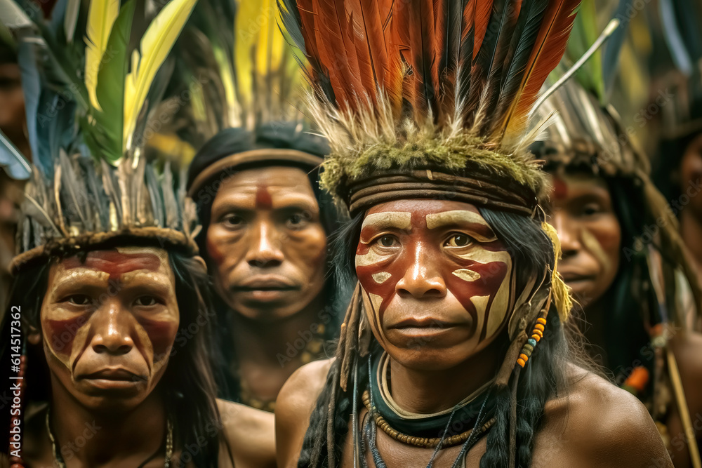 INDIGENOUS POPULATIONS. AI ILLUSTRATION. COLOR. HORIZONTAL. Stock ...