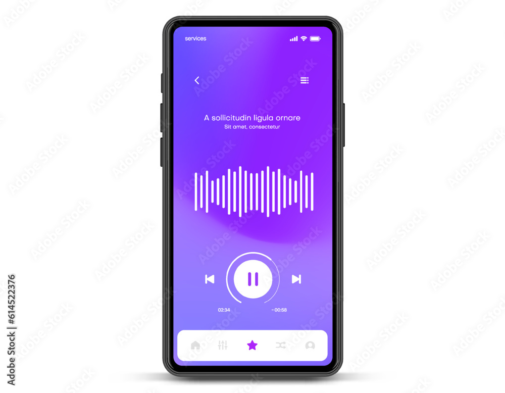 Web Mobile Application Interface For Music Player Application For Mobile App Business Website