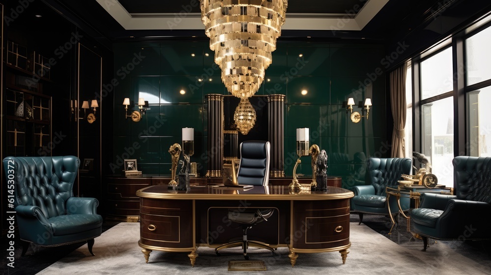 Inspiring office interior design Art Deco style Executive office ...