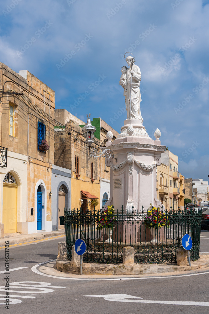 Malta, typical medieval street in the city of Mosta. Stock Photo ...