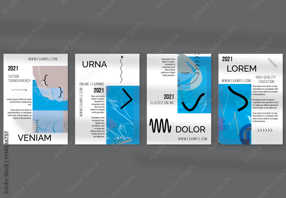 Flyer Layout with Geometric Shapes and Abstract Bright Rectangle on ...