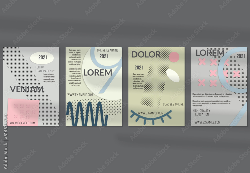 Flyer Layout with Paper Cut Layered Simple Geometric Shapes Stock ...