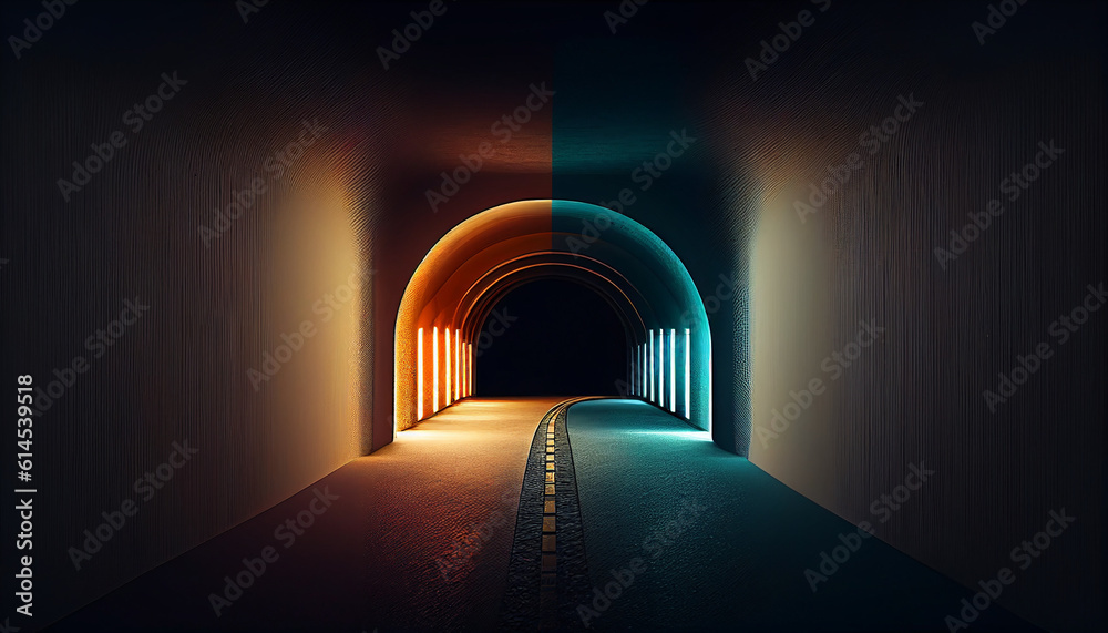 Abstract tunnel background, The digital representation of the ...