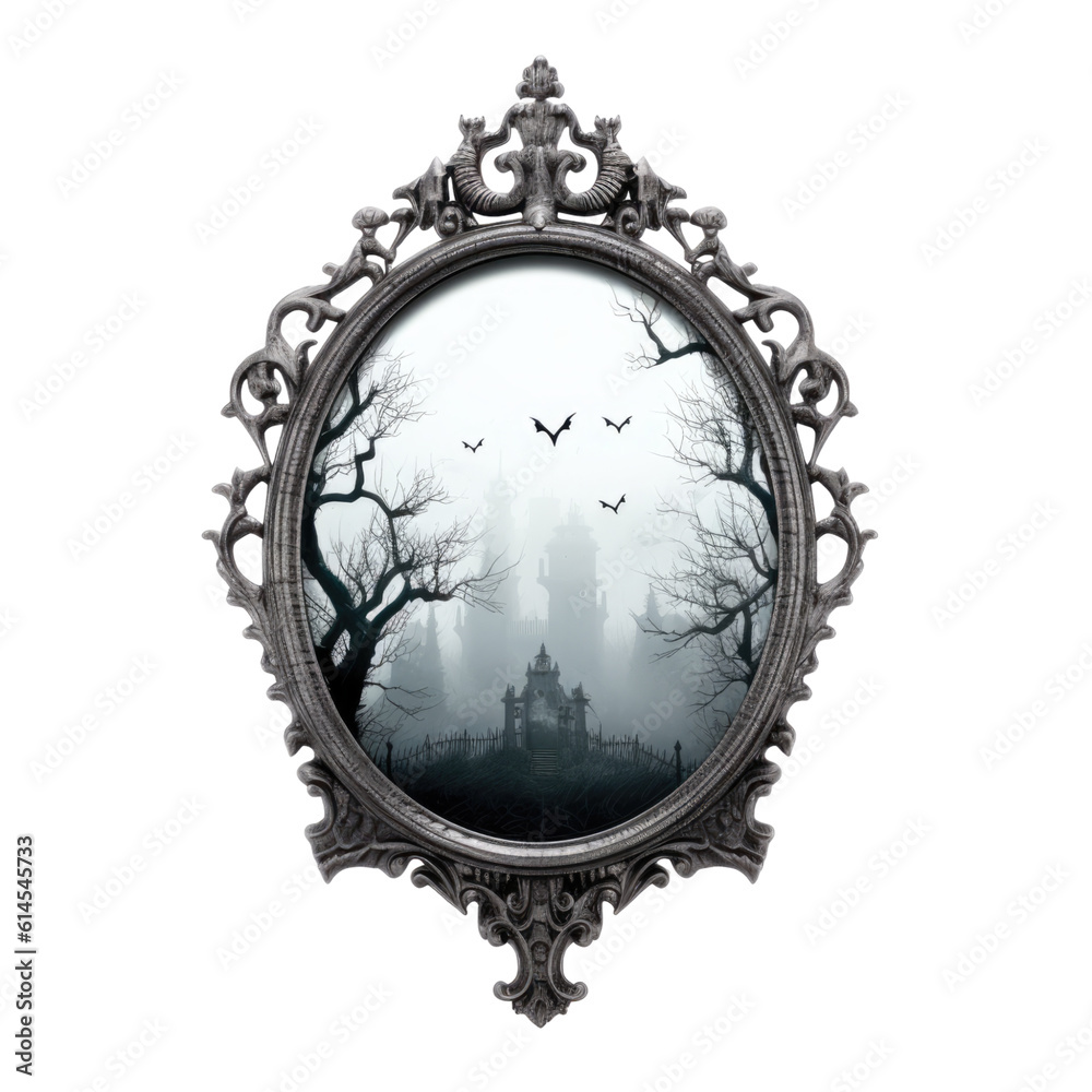 haunted mirror isolated on a transparent background, generative ai ...