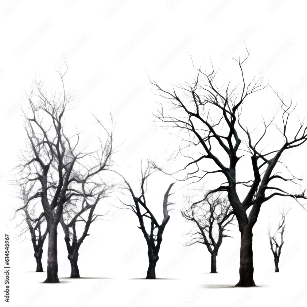 spooky trees isolated on a transparent background, generative ai Stock ...