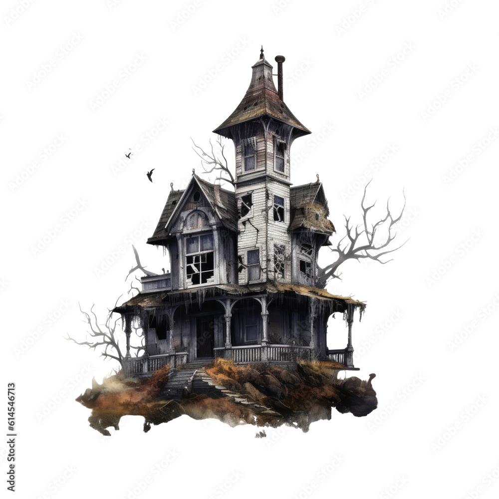 haunted house isolated on a transparent background, generative ai Stock ...