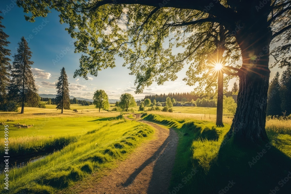 Beautiful view of rural park in countryside in British Columbia ...