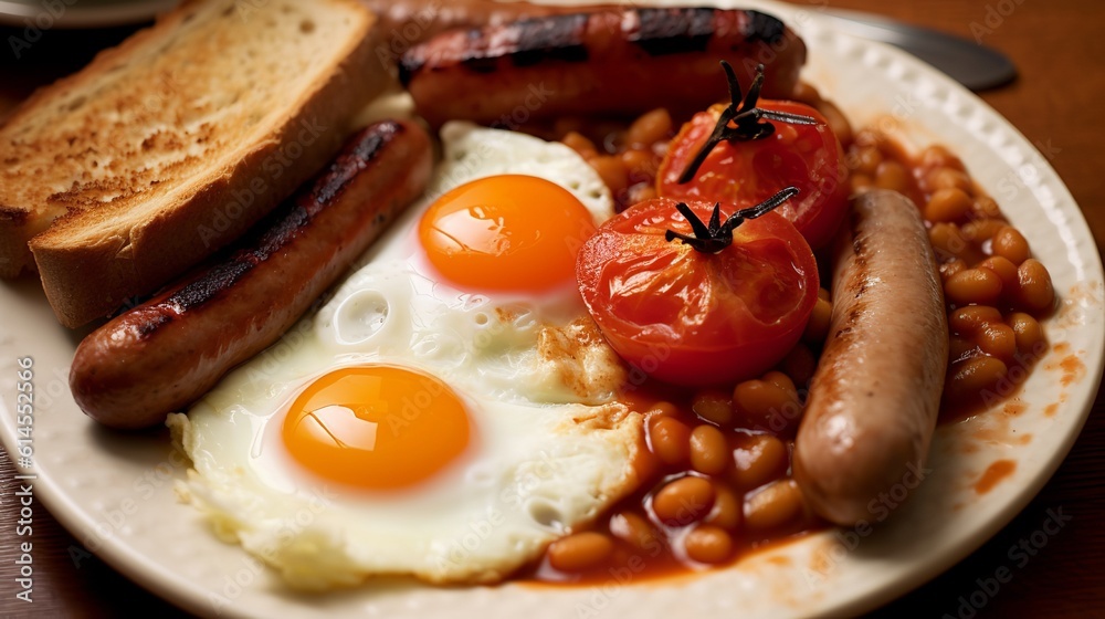 Full English Breakfast: Hearty British Morning Feast Stock Illustration ...