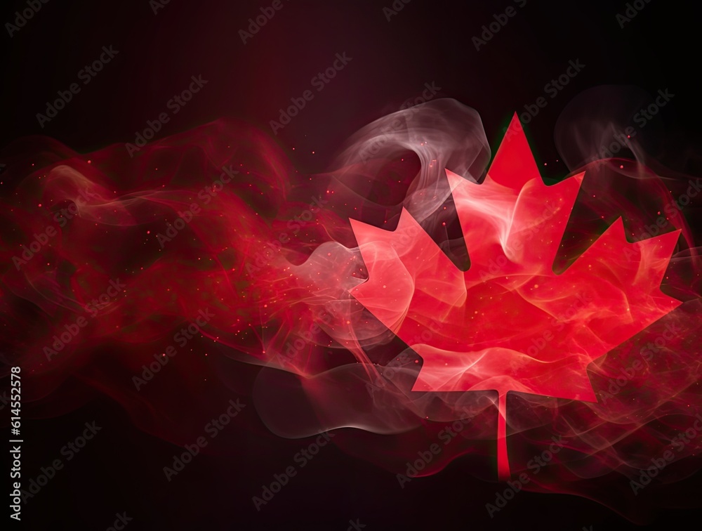 Canadian flag concept art, national flag represented in smoke with ...