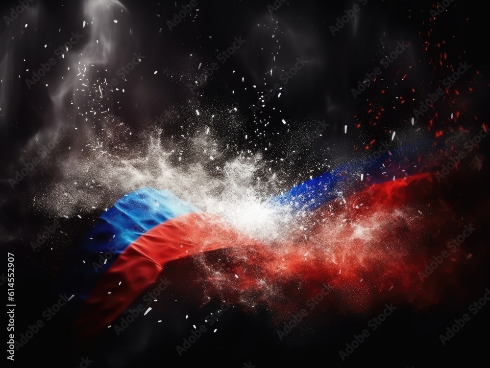 Russian flag concept art, national flag represented in smoke with shiny ...