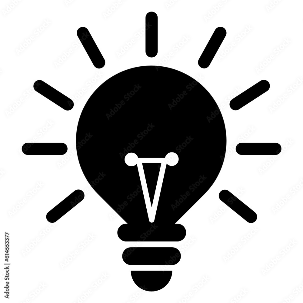 Light bulb filled icon illustration on transparent background. Idea ...