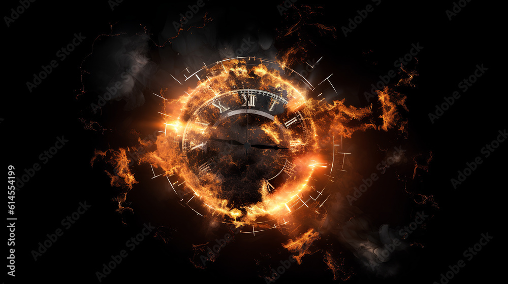 burning clock in space, time concept Stock Illustration | Adobe Stock