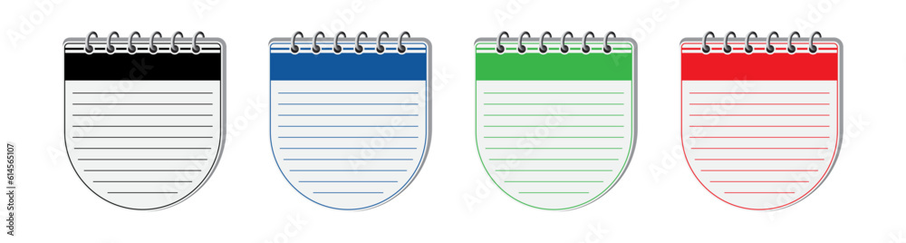 3d realistic spiral lined notebook set, lined page notepad vector ...