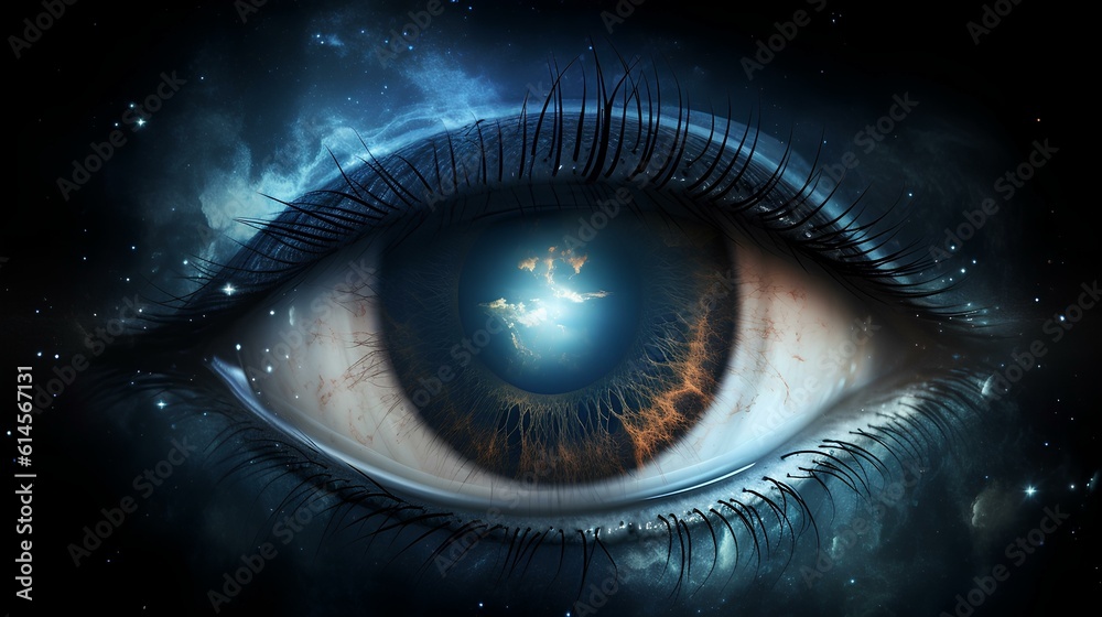 Photo & Art Print open eye space sky, abstract wallpaper. generative AI, yj