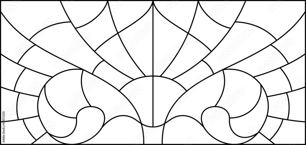 Vector sketch of a stained glass window. Pattern for iron railing and ...