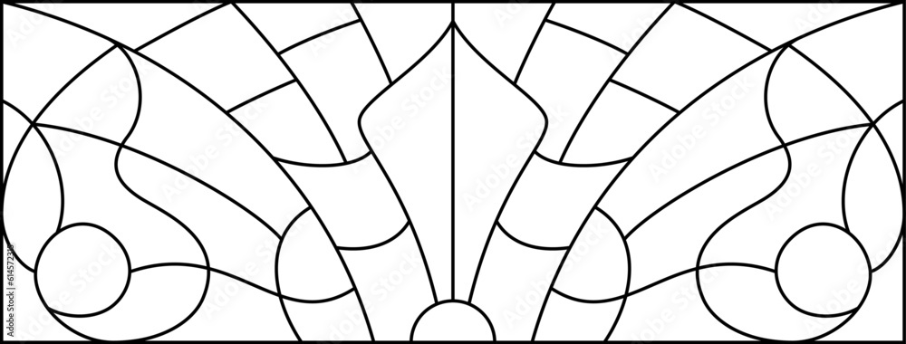 Vector sketch of a stained glass window. Pattern for iron railing and ...