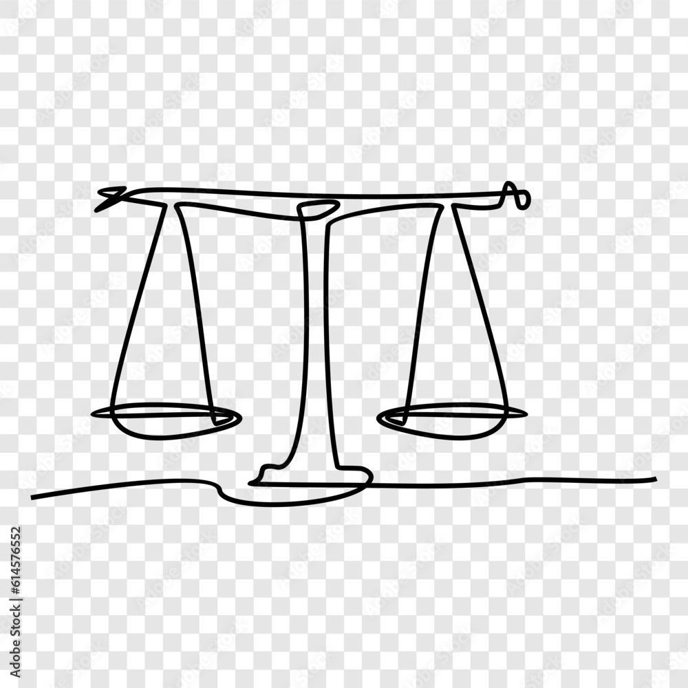scales of justice vector, Hand drawing single one line Stock Vector ...