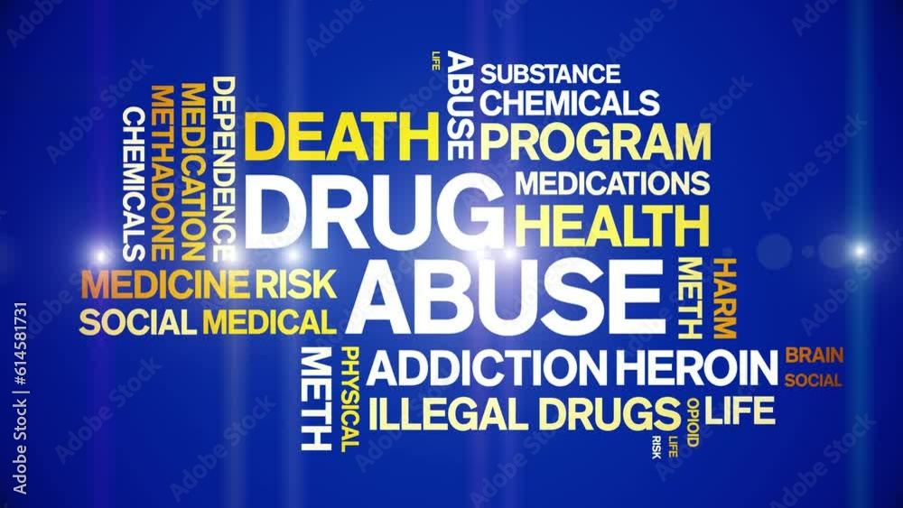 Drug Abuse animated tag word cloud;text design animation kinetic ...