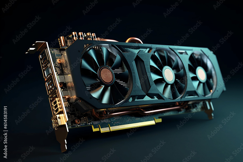 Computer and gaming GPU graphic card on a back background Stock ...