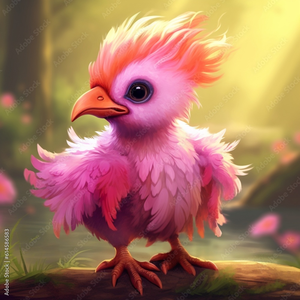Baby Flamingo Chocobo cross (ai generated) Stock Illustration | Adobe Stock