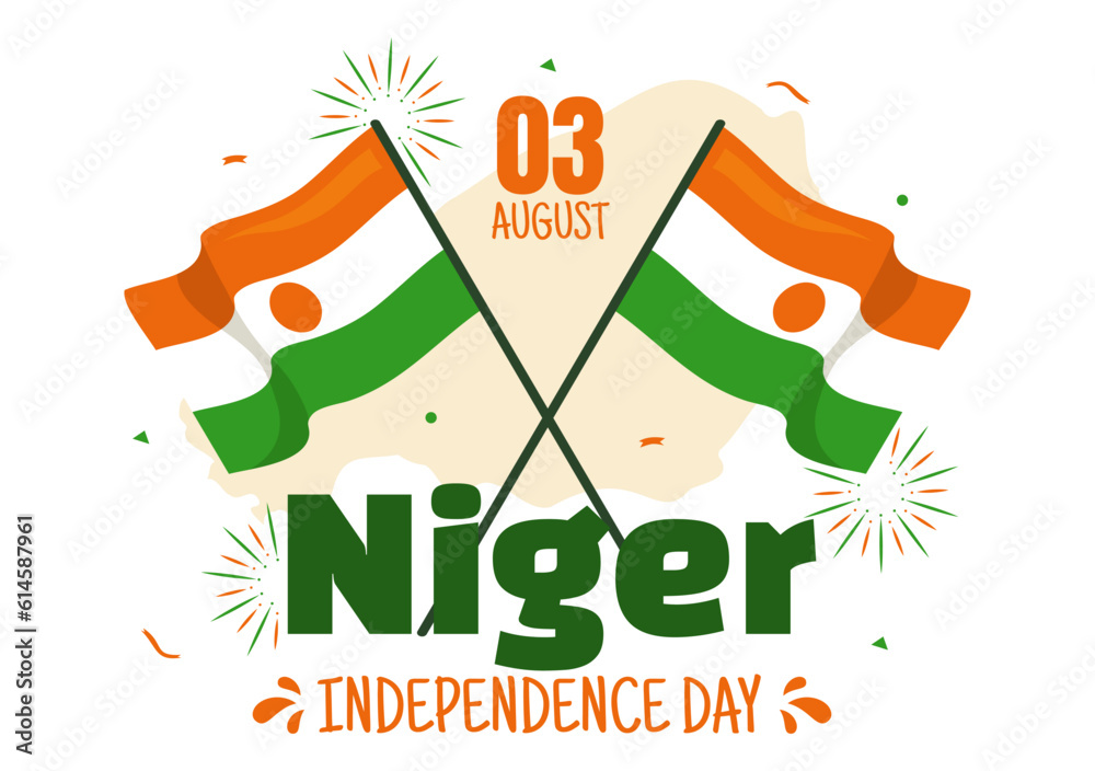 Happy Niger Republic Day Vector Illustration with Waving Flag and ...