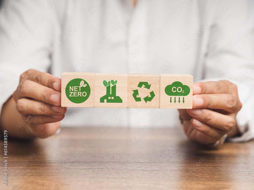 Reduce CO2 emission. Net-zero emissions in 2050 concept. Stock Photo ...