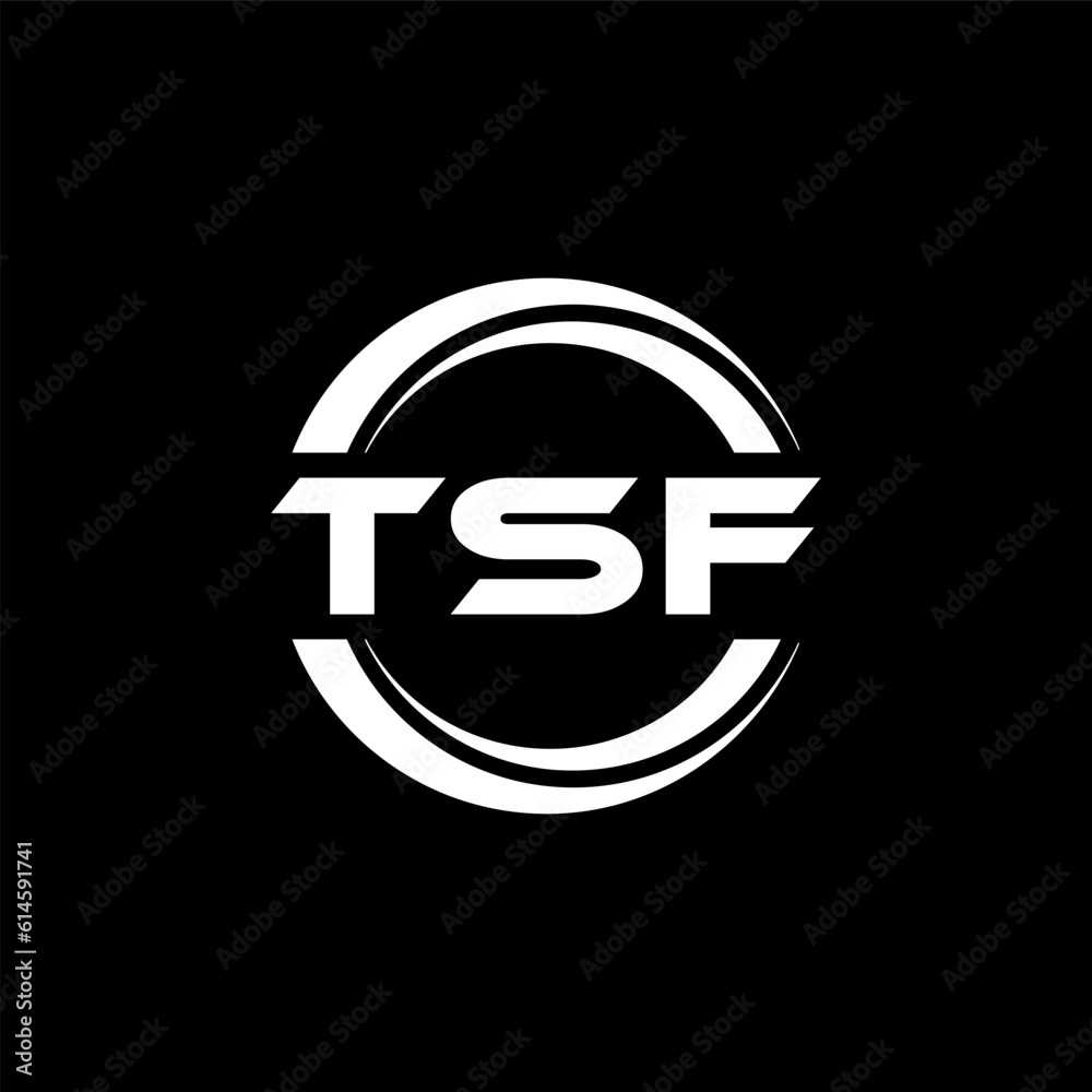 TSF letter logo design with black background in illustrator, vector ...