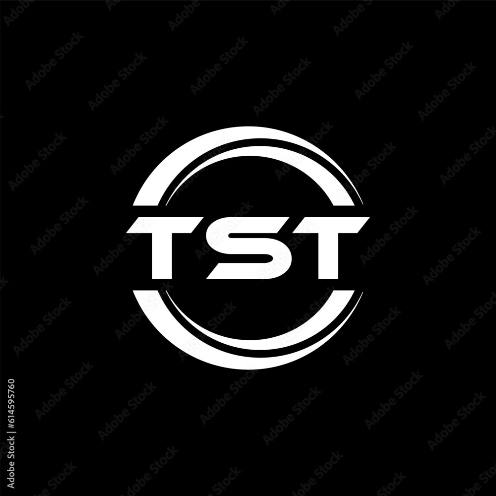 TST letter logo design with black background in illustrator, vector ...