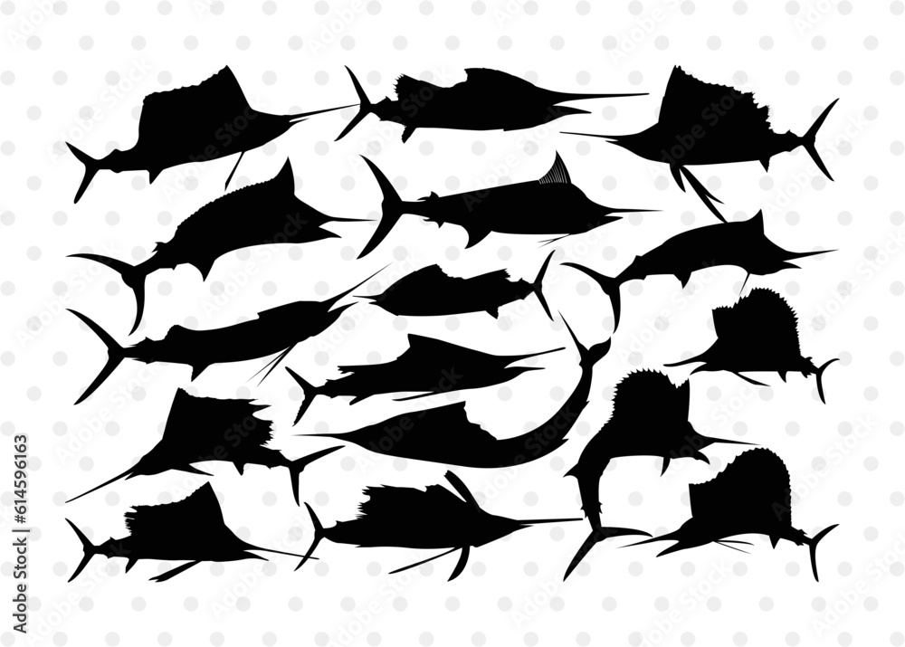 Sail Fish Silhouette, Sail Fish SVG, Blue Marlin Svg, Marlin Svg ...