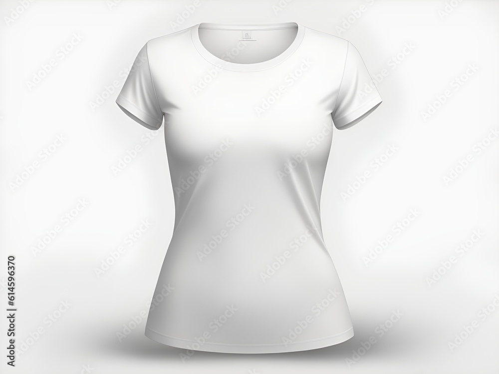 Blank white T Shirt template, front view, isolated in white background ...
